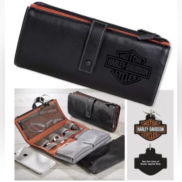 Harley-Davidson | Accessories | Nwot Harleydavidson Embossed Bar Shield Travel Tech Trifold ...